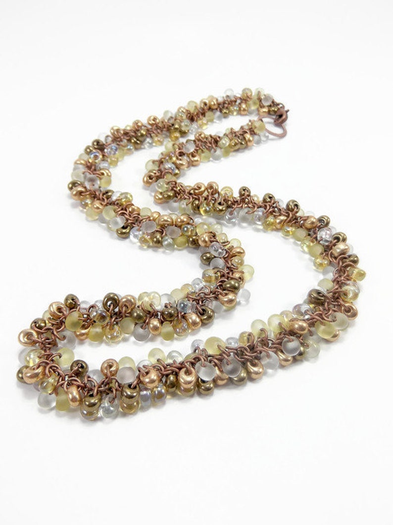 Beaded Copper Necklace Set Yellow and Copper Necklace | Etsy