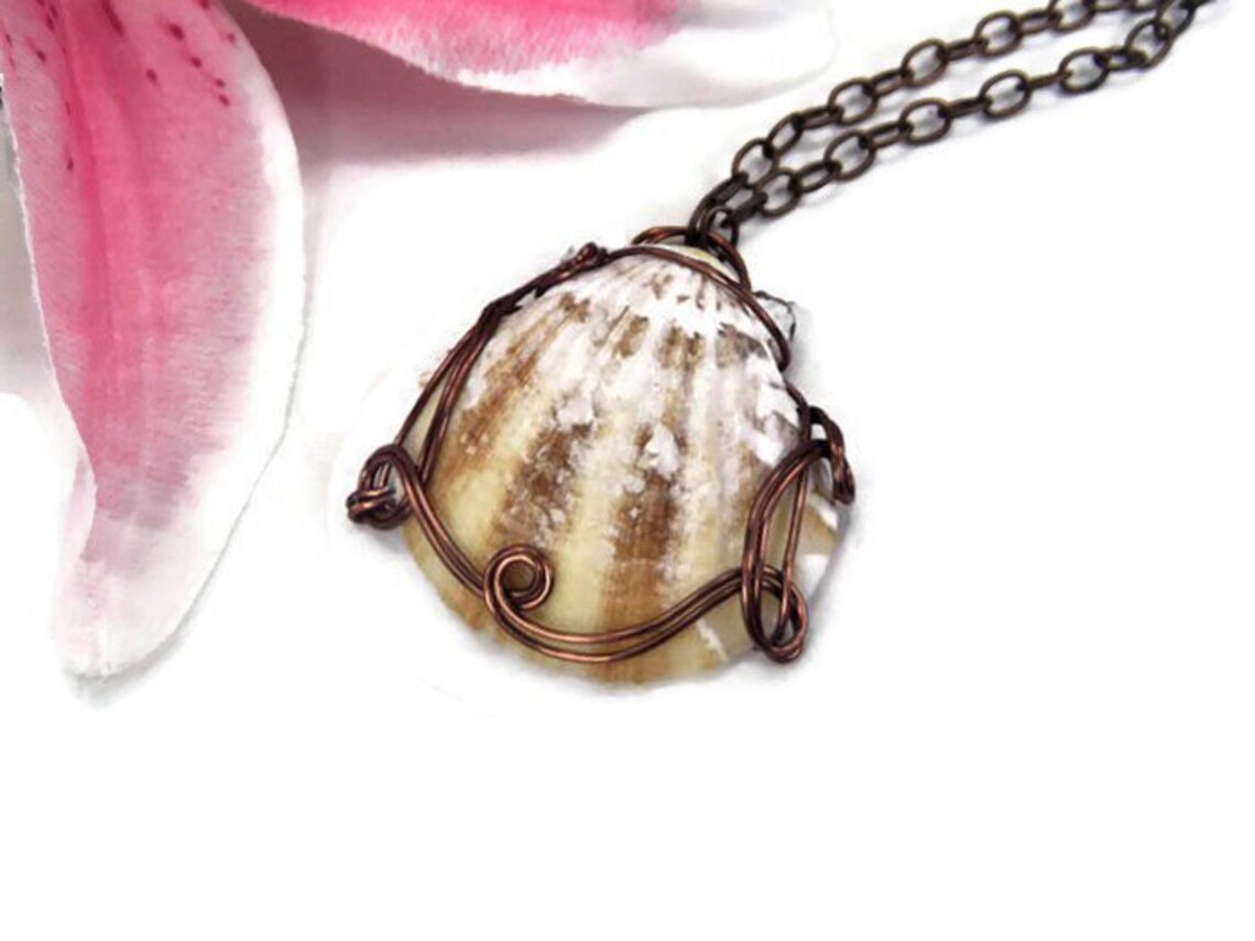 Mermaid Shell Necklace Wire Wrapped Shell Necklace Copper | Etsy