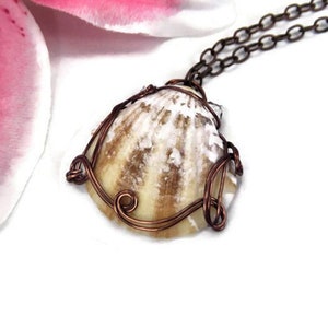 Mermaid Shell Necklace - Wire Wrapped Shell Necklace - Copper Beach ...