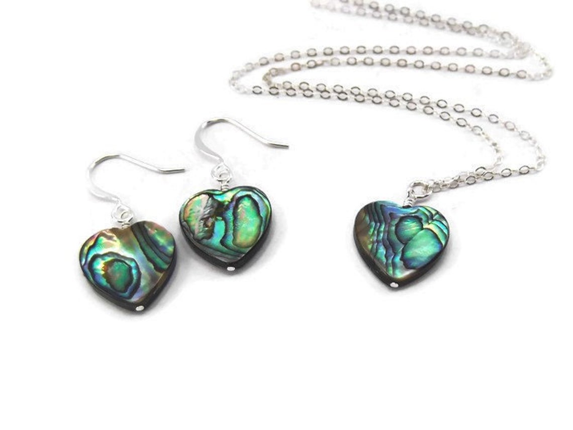 Silver Abalone Shell Necklace - Paua Shell Jewelry - Abalone Pendant ...