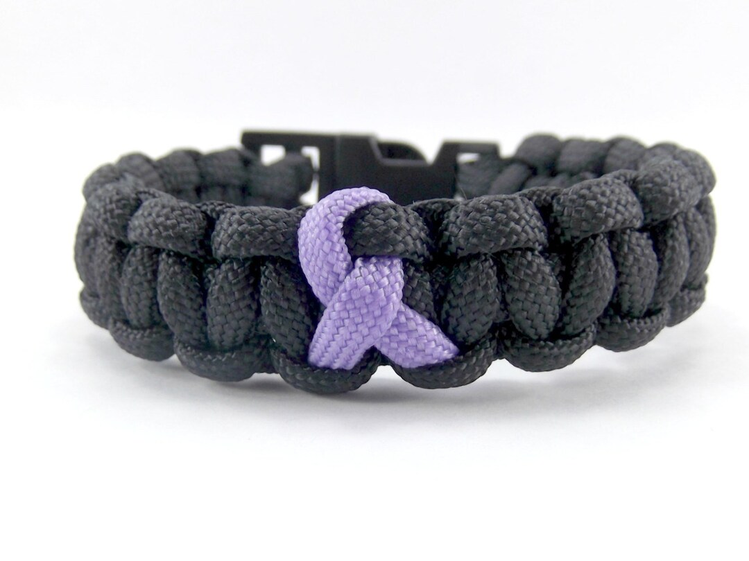 Relay for Life Paracord Bracelet - Purple Ribbon Cancer Awareness ...