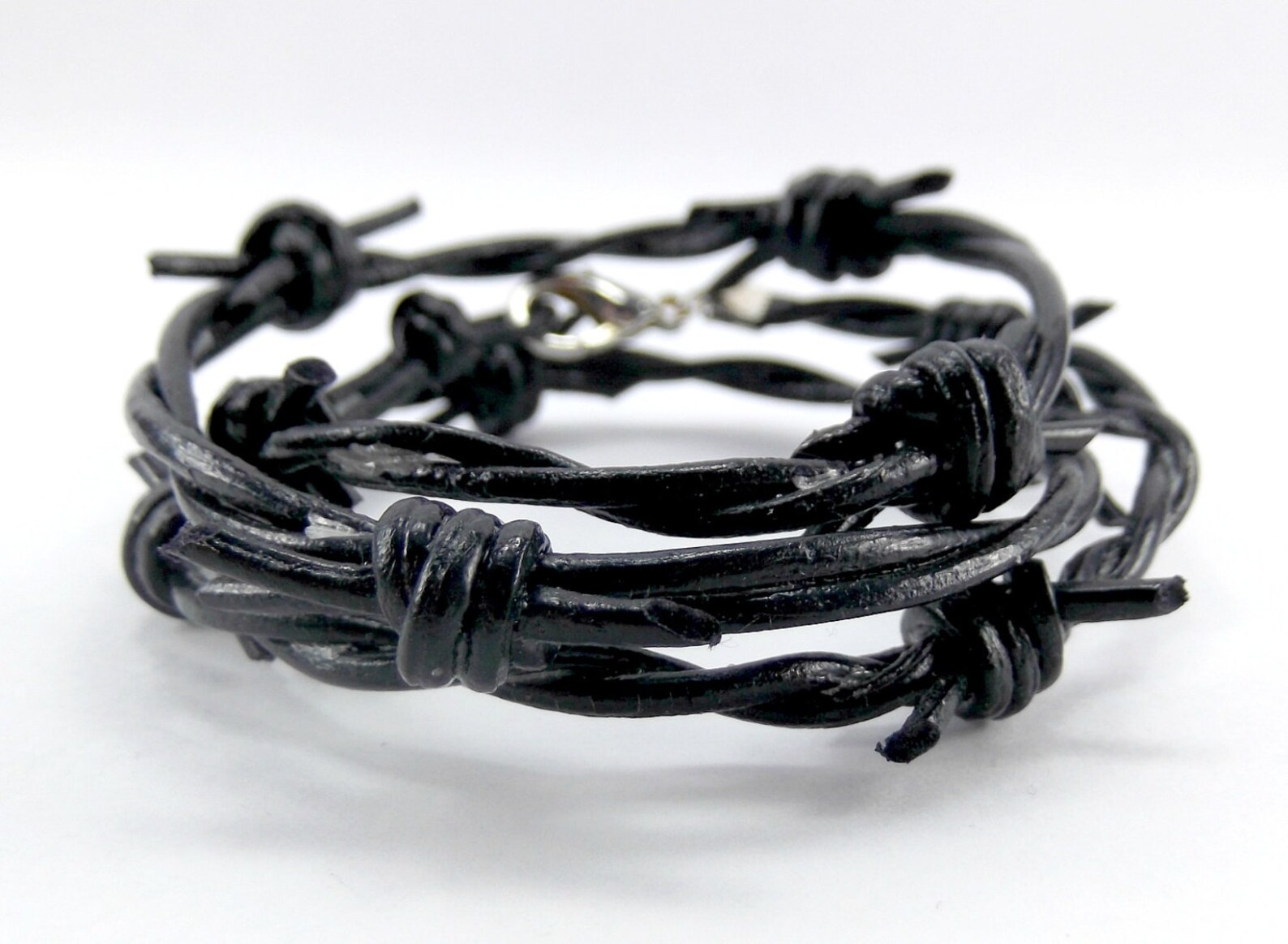 Barbed Wire Bracelet - Leather Bracelet - Wrap Bracelet - Steampunk ...