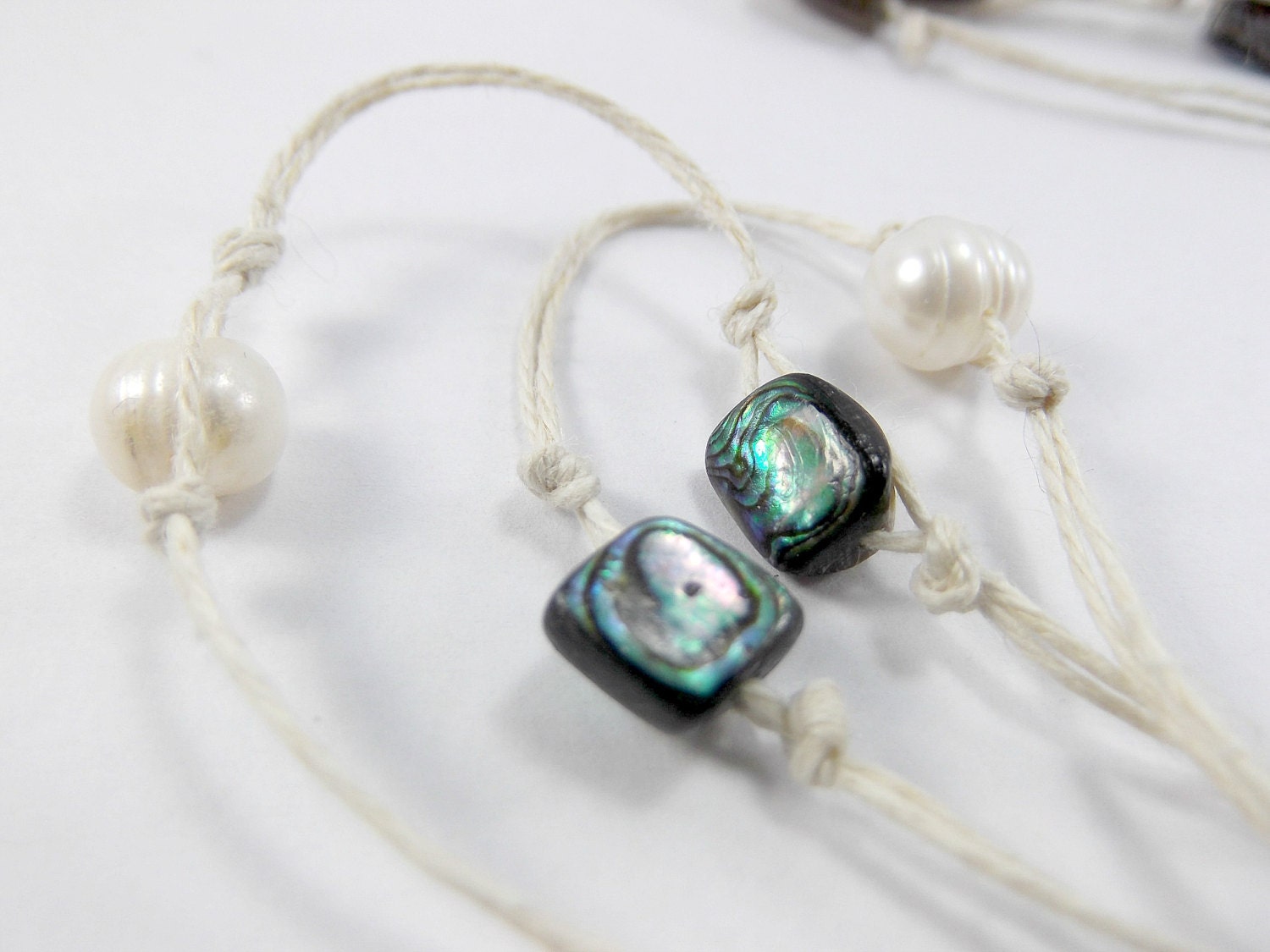 Pearl and Abalone Necklace Long Pearl Boho Necklace - Etsy