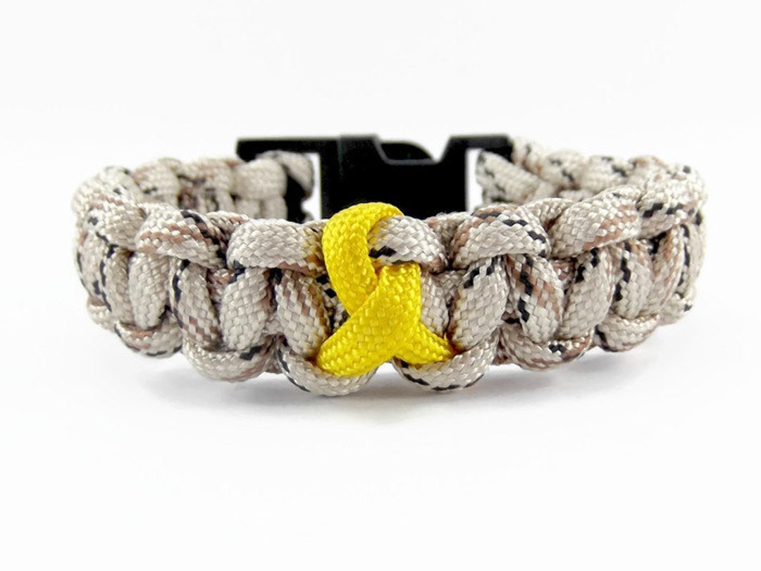 Military Paracord Bracelet - Camo and Yellow Ribbon Bracelet ...