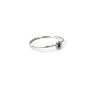 Stamped Initial Ring Sterling Silver Name Ring Hand Stamped Stacking ...