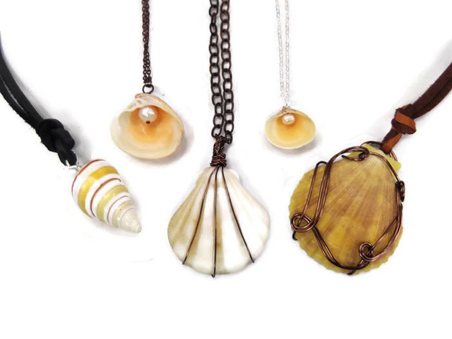Natural Shell Pendant Necklace - Summer Shell Beach Necklace - Etsy