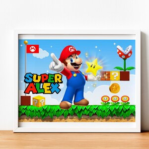 Custom Super Mario Portrait Personalized Poster Super Mario Kid ...