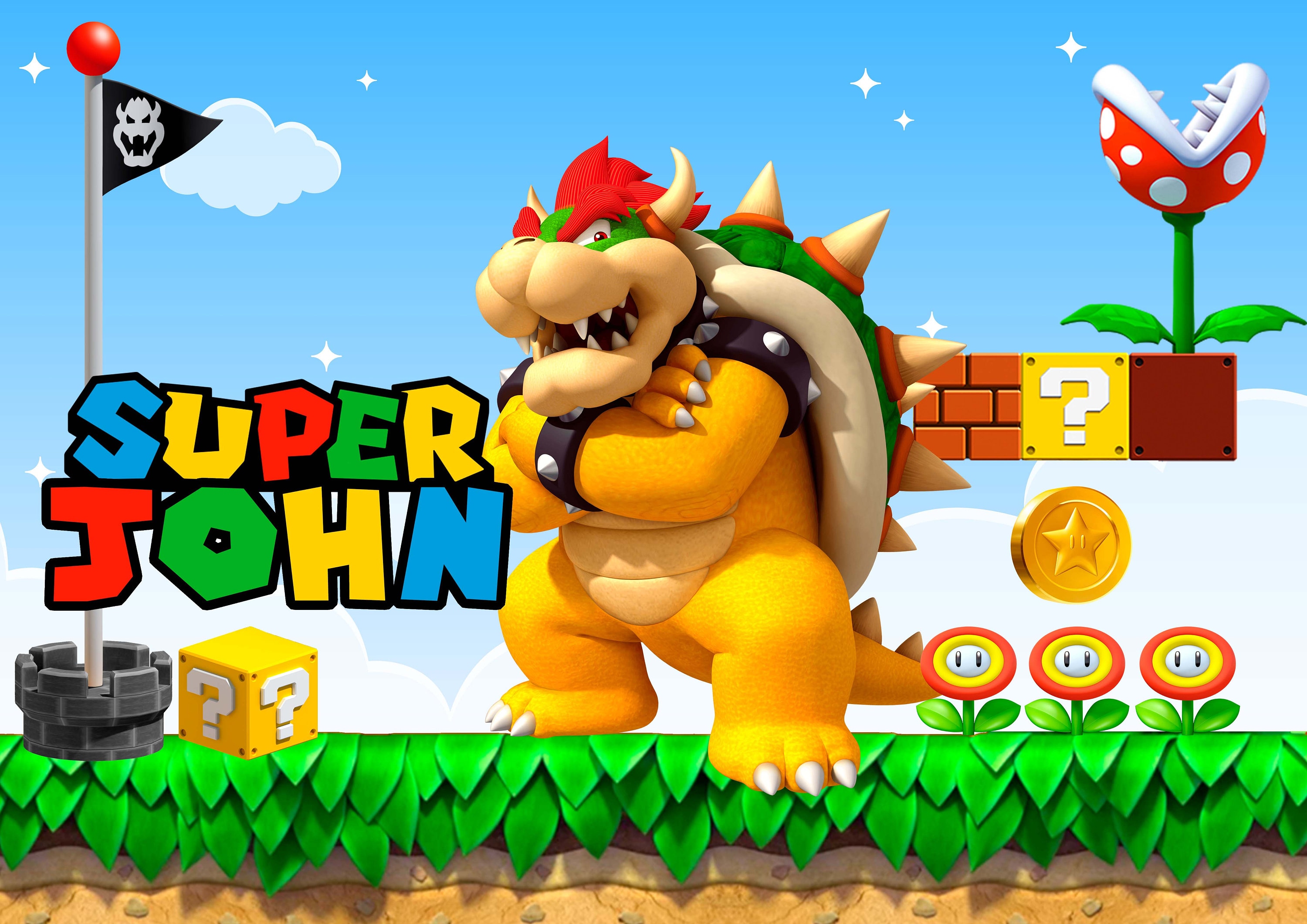 Custom Super Mario Portrait Personalized Poster Super Mario Kid ...