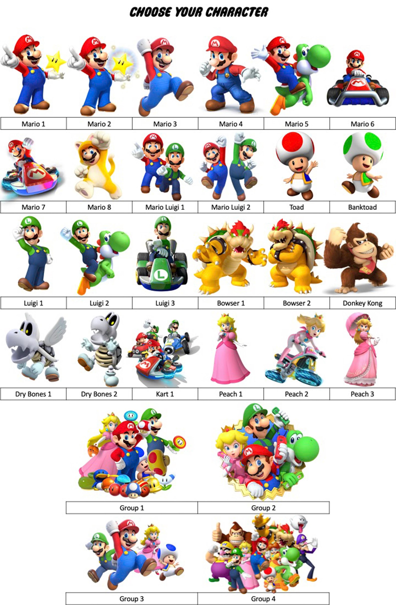 Custom Super Mario Portrait Personalized Poster Super Mario Kid ...