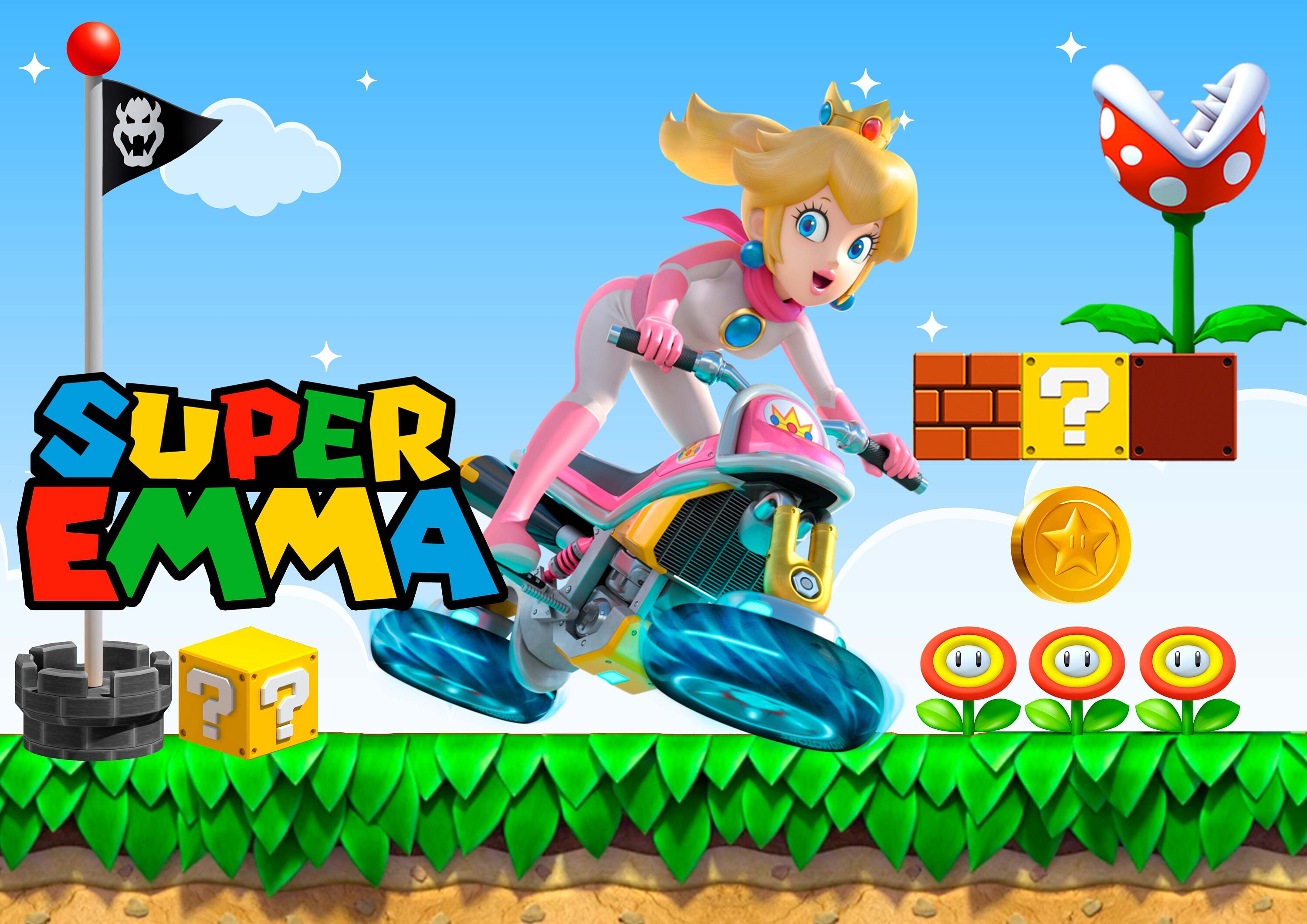 Custom Super Mario Portrait Personalized Poster Super Mario Kid ...