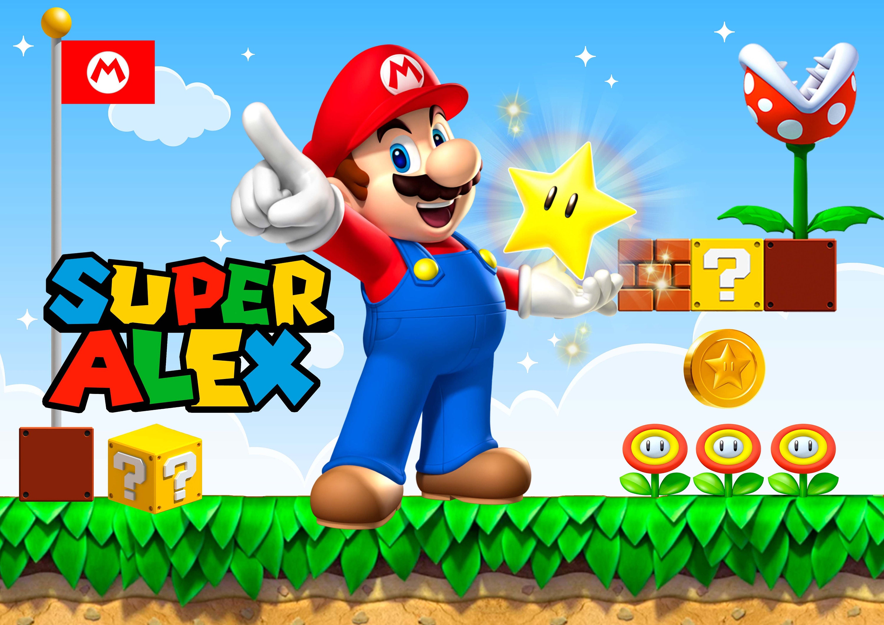 Custom Super Mario Portrait Personalized Poster Super Mario Kid ...