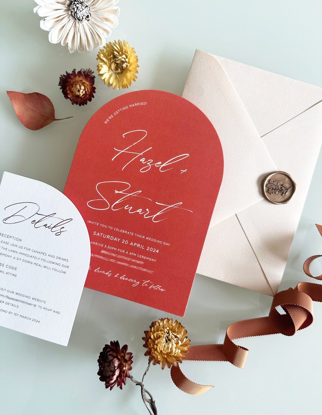 Arch and Half Arch Wedding Invitation in Rust and Earthy Tones ...