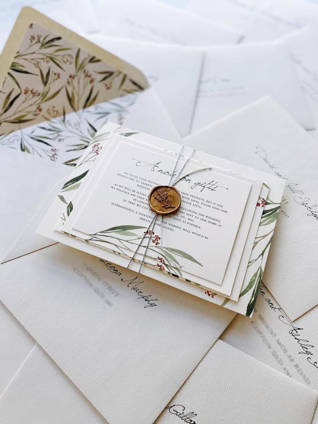 Watercolour Bush, Garden, Greenery Wedding Invitation. Australian ...
