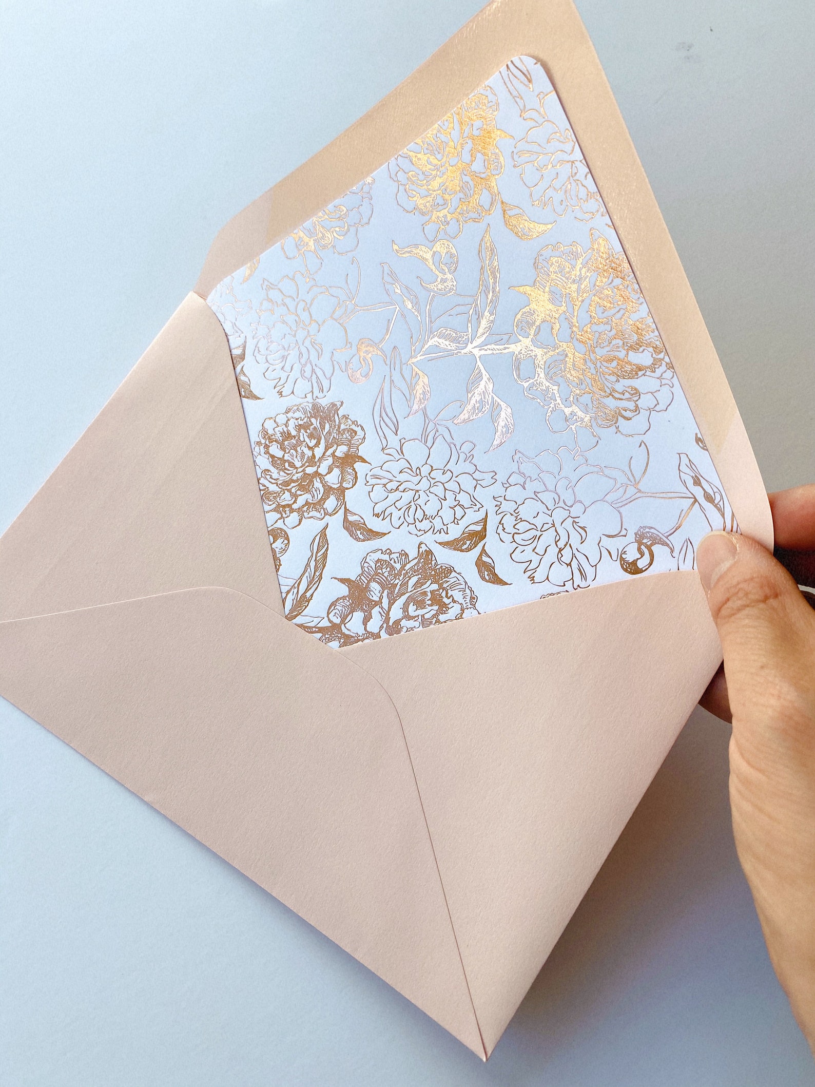 Elegant Rose Gold Foiled Floral Envelope Liners Assembled in - Etsy ...