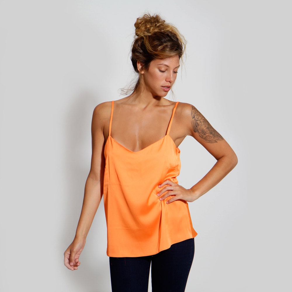 Orange Top Orange Tank Top Womens Gift Orange Blouse Orange | Etsy