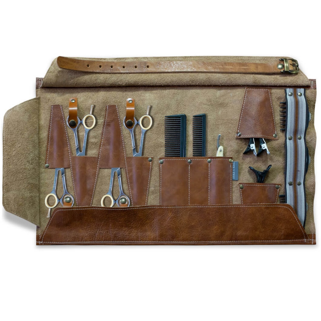 Barber Hairdresse Tool Roll, Cognac Leather, personalized - Etsy