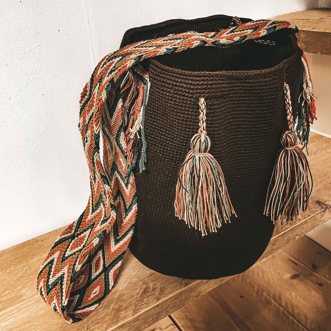 Mochila Bag Wayuu Tribe Colombia Brown, Green, Pink, Caramel Boho ...