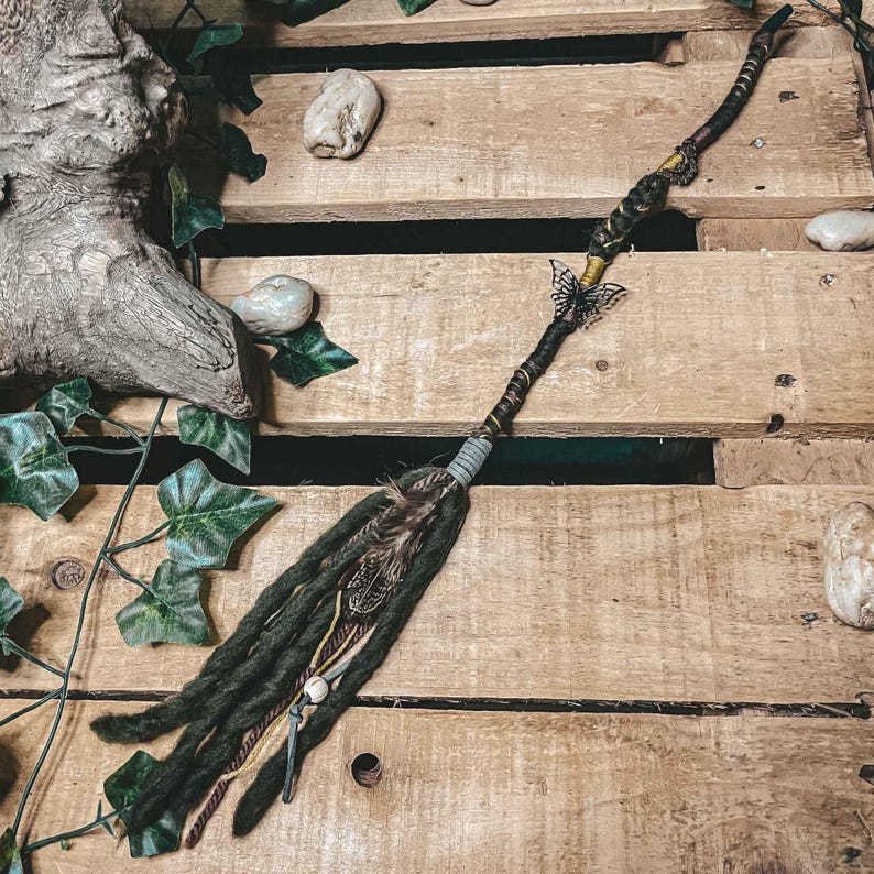 Botanical Dreadlock Wrap: Bohemian Braid Hair Accessory With Feathers ...