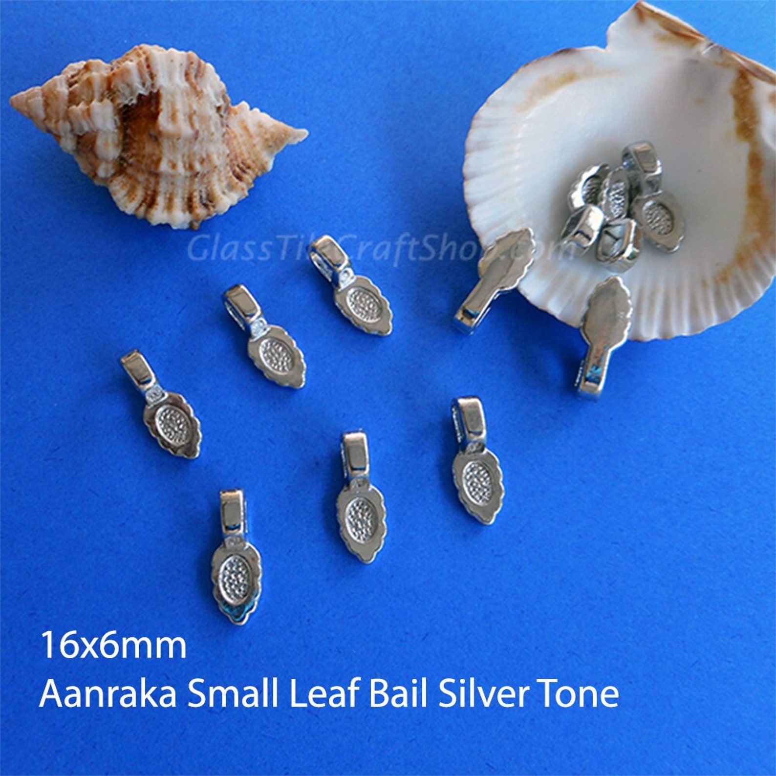 100 Leaf Bails 16x6mm Silver Tone Glue on Small Aanraka - Etsy