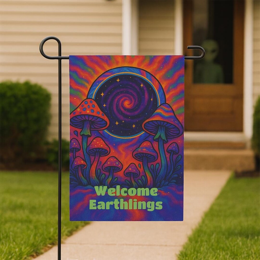 Customizable Psychedelic Mushroom Garden Flag: Double-sided Galaxy Yard ...