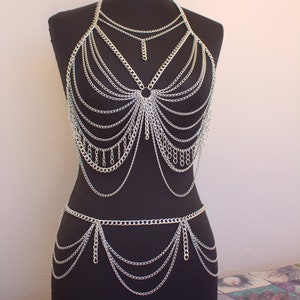 Chain Body Harness SET | Bralette | Dancer Belly Chain | Chain Dress ...
