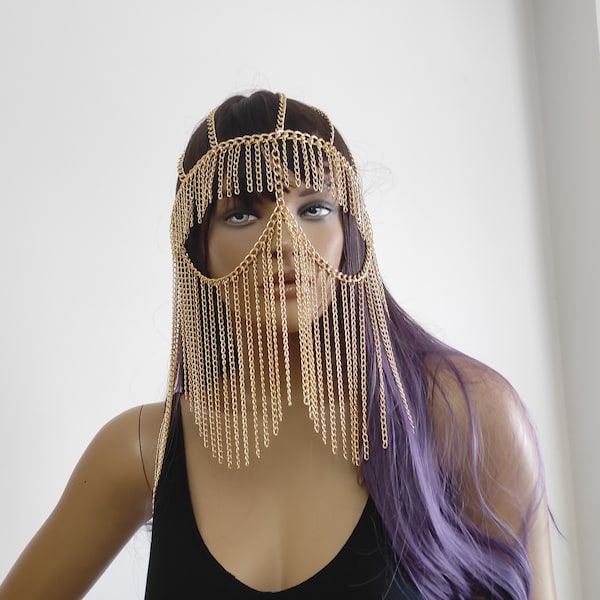 Mask Chainmail Face Chain Veil - Etsy