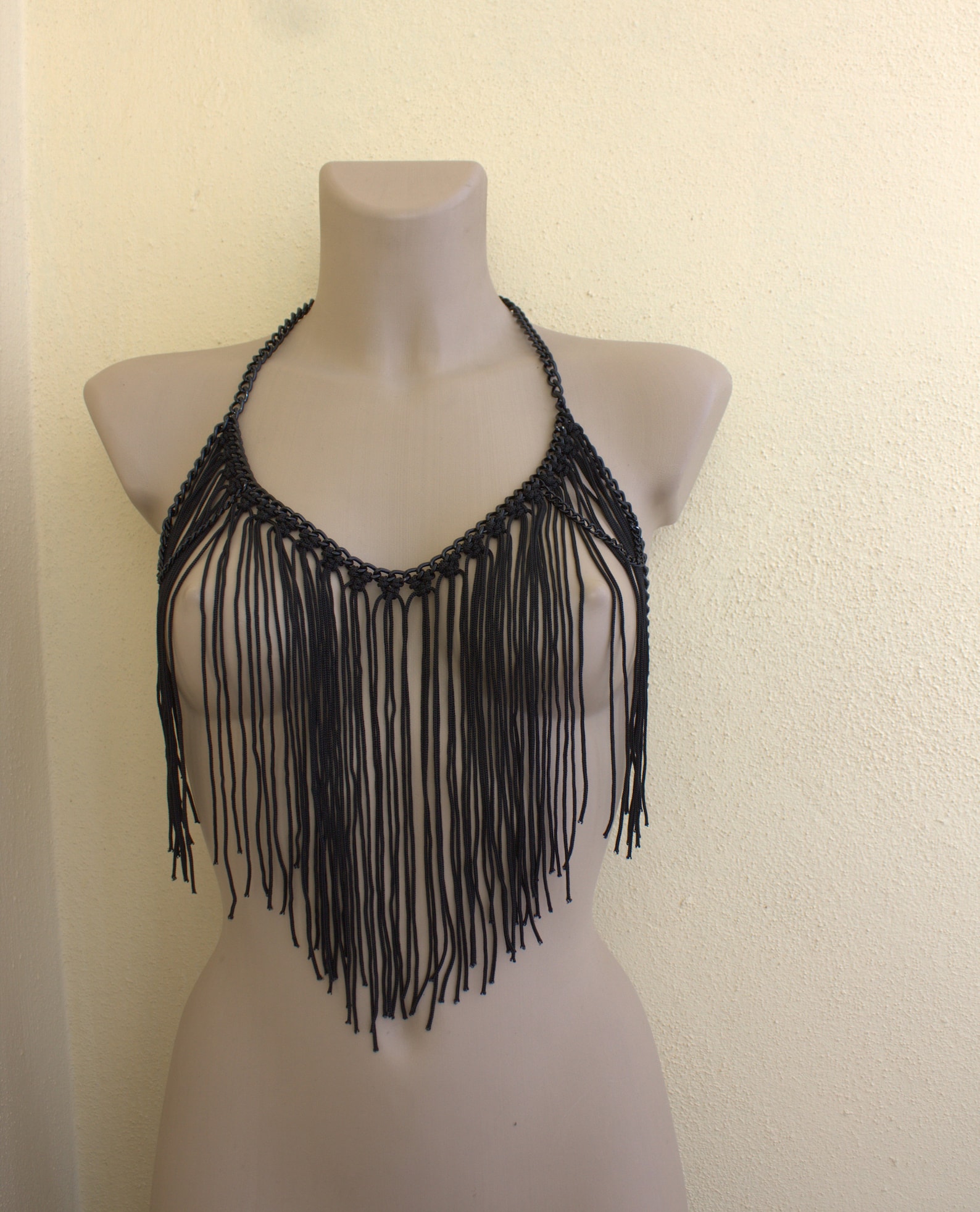 Fringed Black Bra Macrame Tasseled Festival Bra Bra Top - Etsy