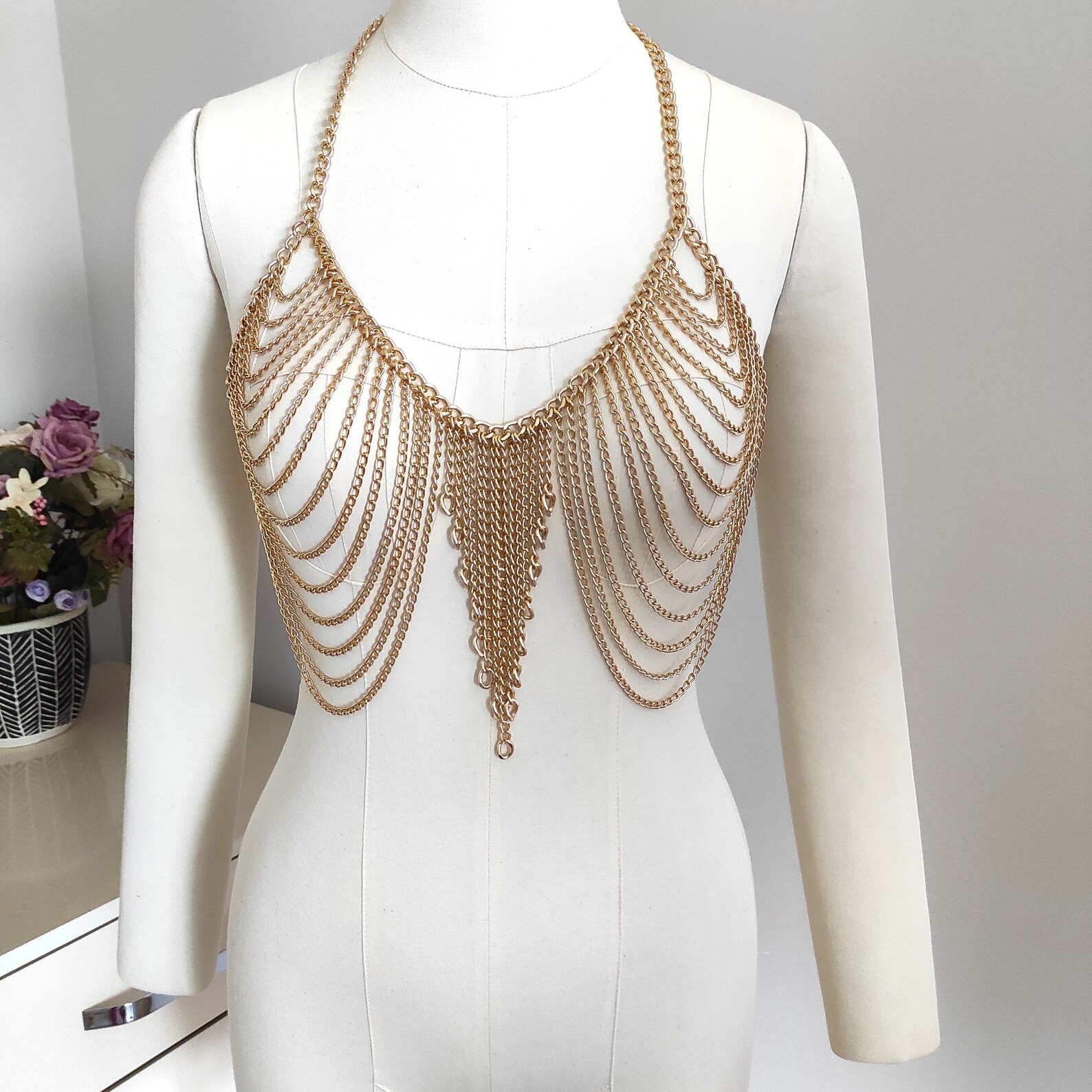 Gold Chain Top | Bra Cage | Silver Chain Bralette | Body Jewelry | Bra ...