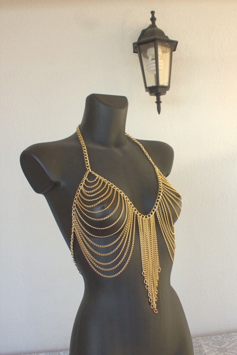 Bra Chain Body Chain Black Festival Jewelry sexy Dancer | Etsy Australia