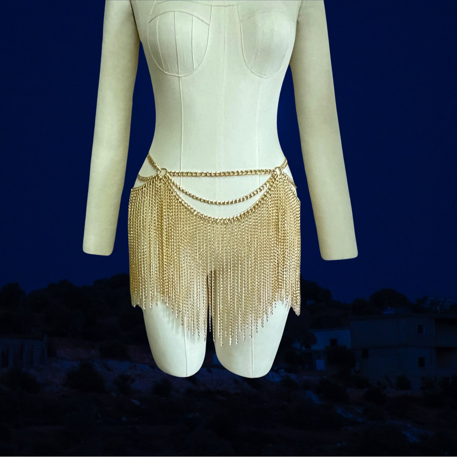 Gold Mini Skirt | Chain Dress | Waist Chain | Belly Chain | Party Skirt ...