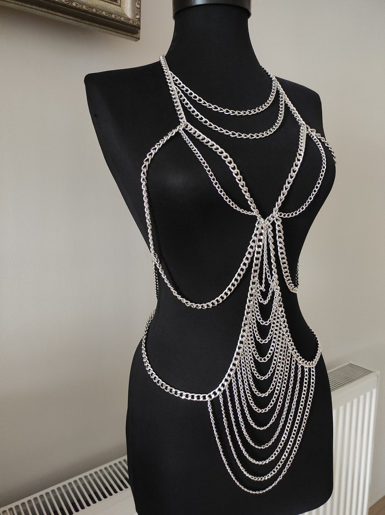 Silver Body Chain Festival Jewelry Rave Outfit Burning Man | Etsy