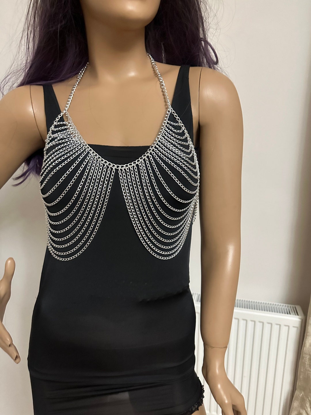 Silver Bra Chain | Bra Cage | Silver Chain Bralette | Body Jewelry ...