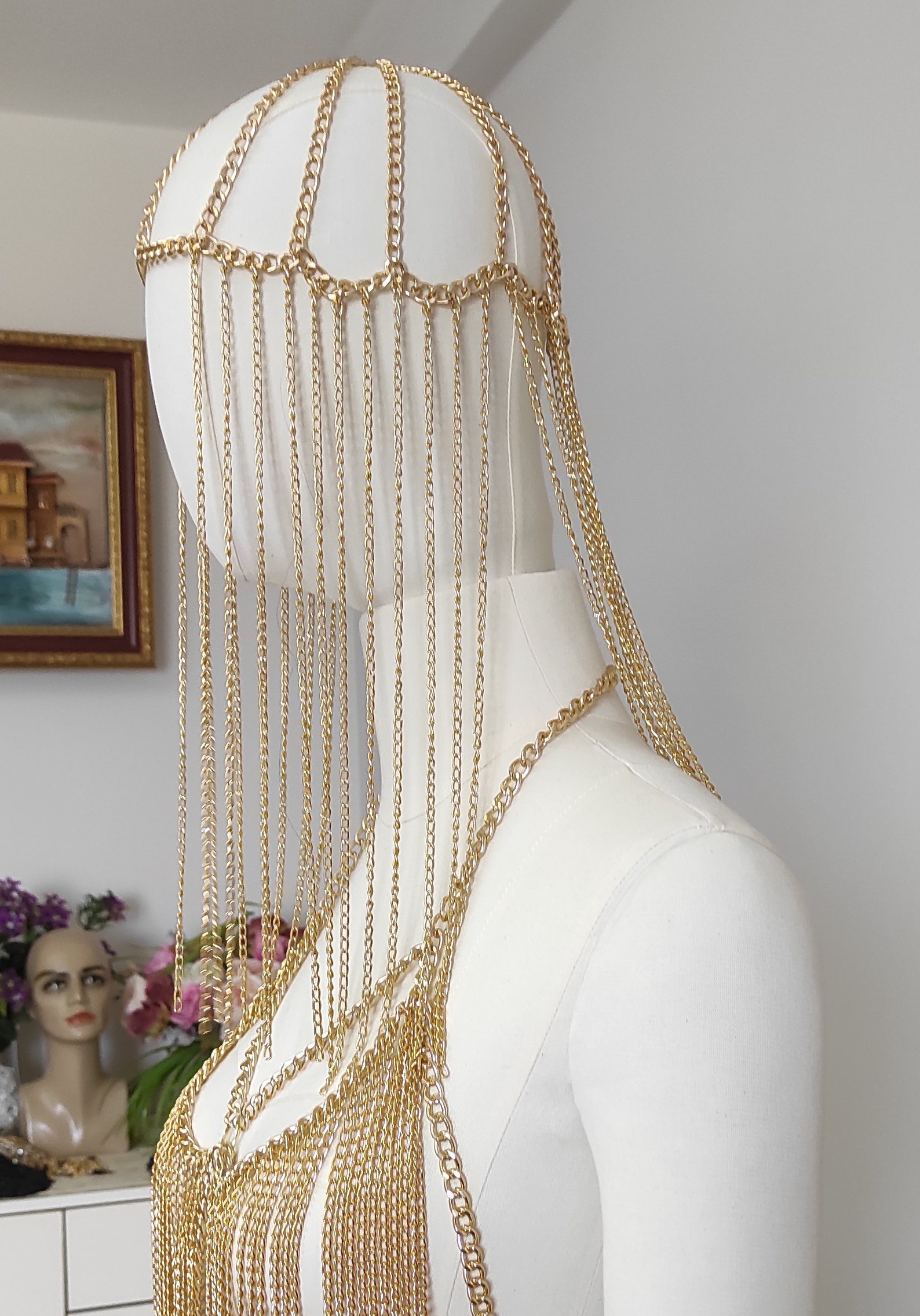 Head Chain Burning Man Fest Wedding Veil Piece Exotic - Etsy