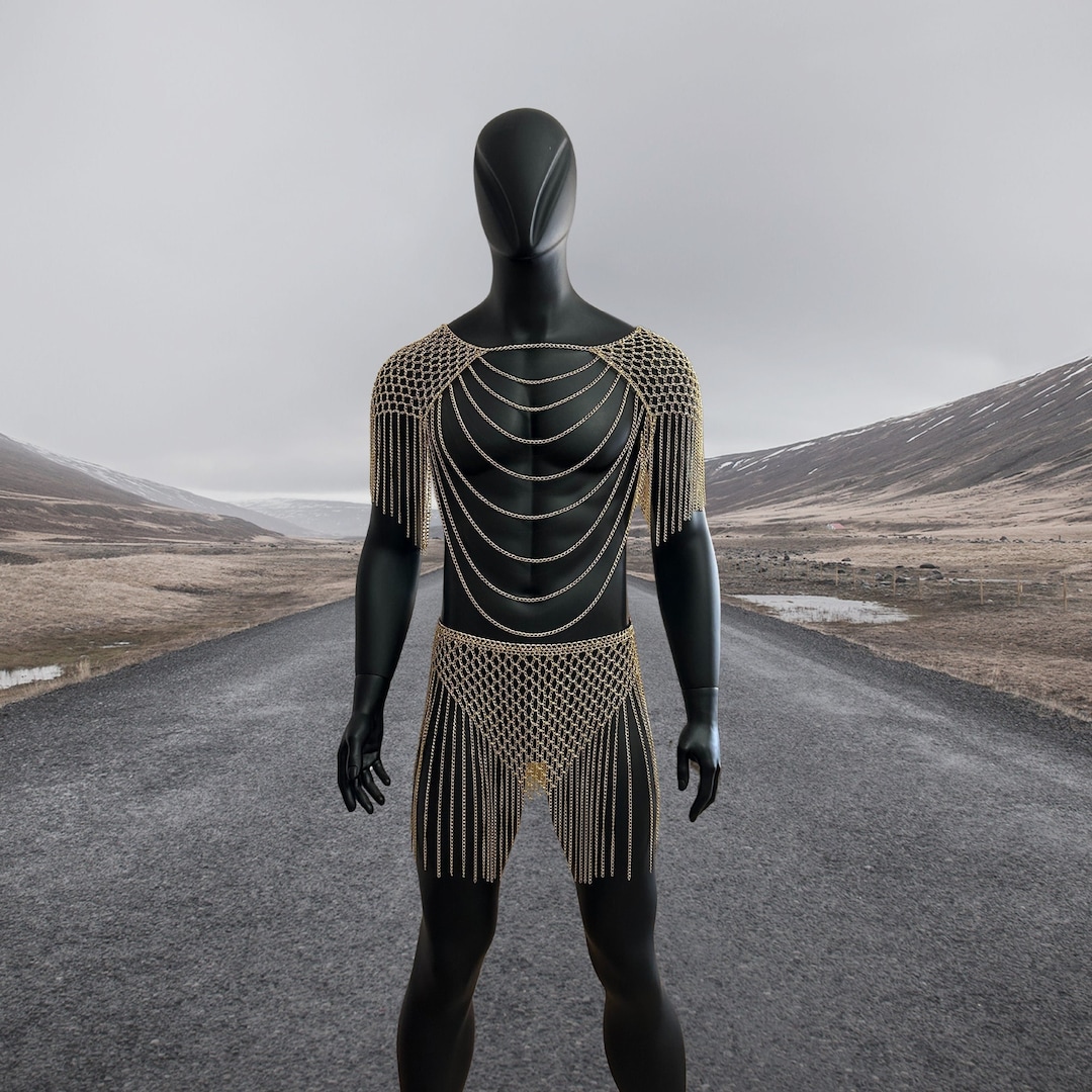 Men Festival Costume, 3 Pcs Dress Chain Set, Spider Body Chain SET I ...