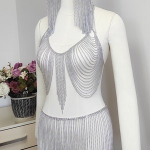 Dress Chain Party Bra Set, Chain Dress, Mini Skirt , Bra, Festival ...