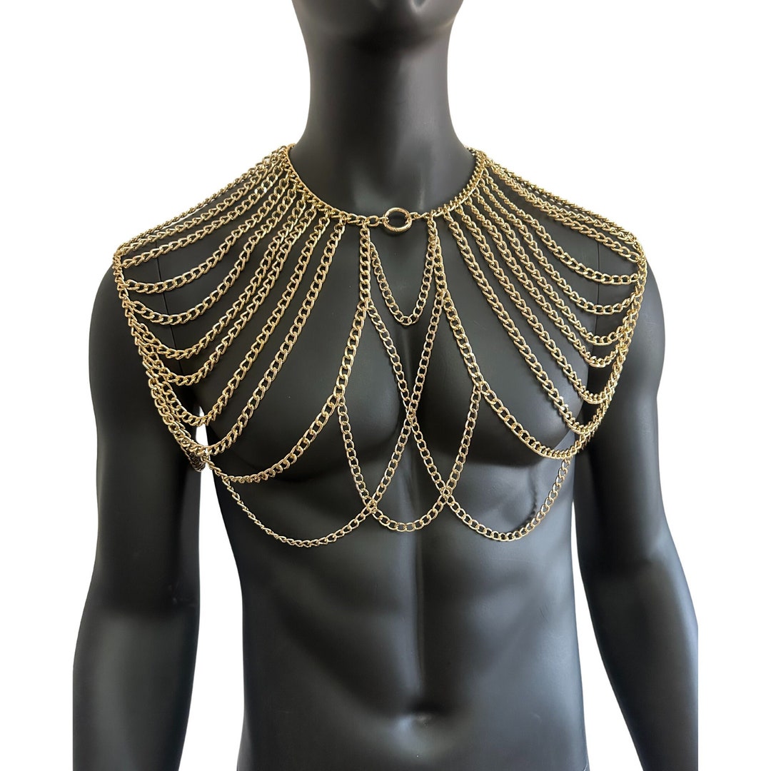 Men Harness Shoulder Men Body Chain Burning Man Festival Outlook Male