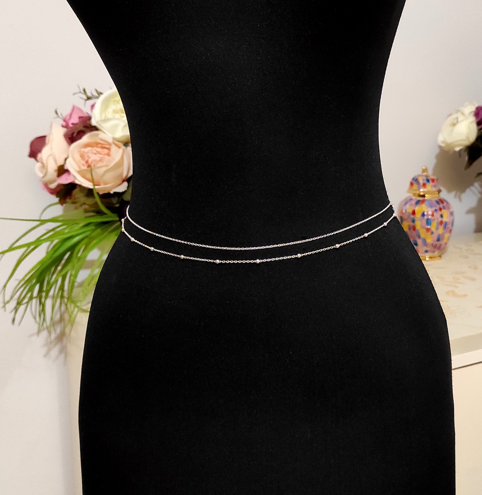 925 Satellite Sterling Silver Waist Chain Silver Ball Belly | Etsy