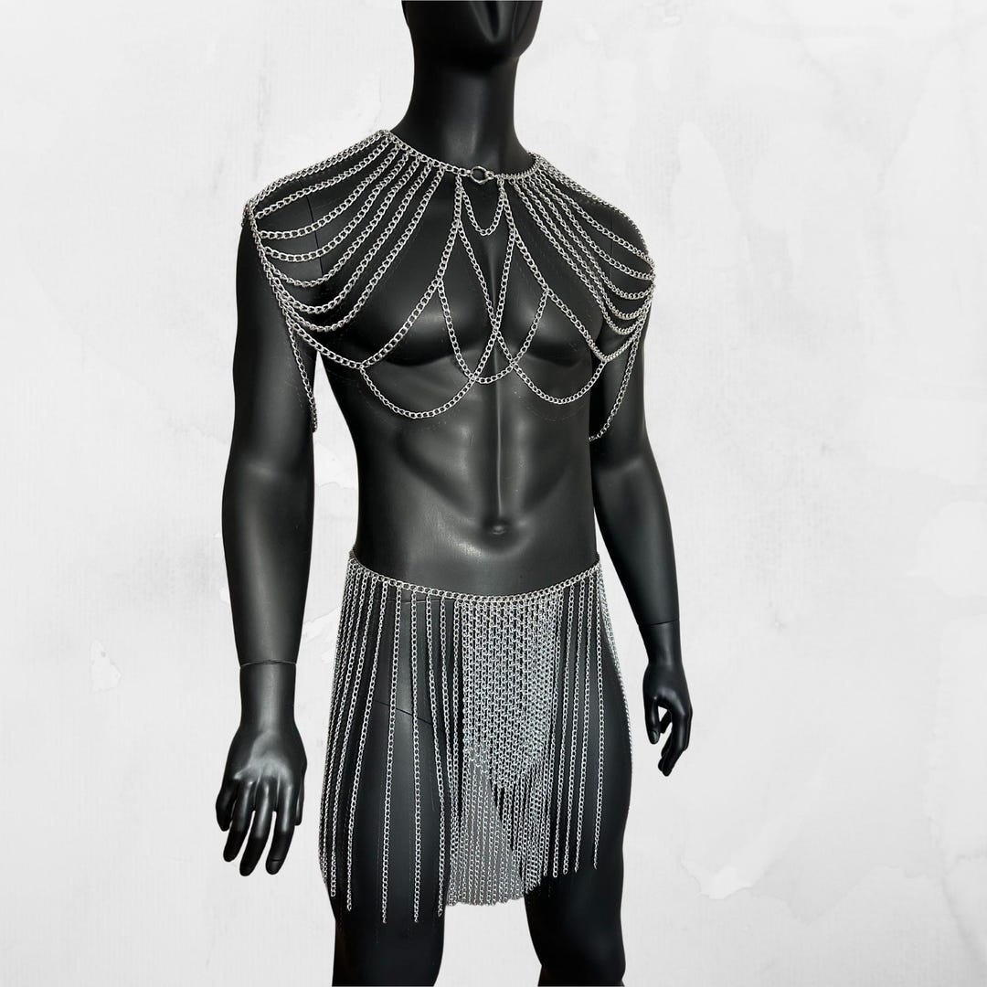 Chain Dress, Men Festival Costume, Halloween, Cuban Body Chain Set ...