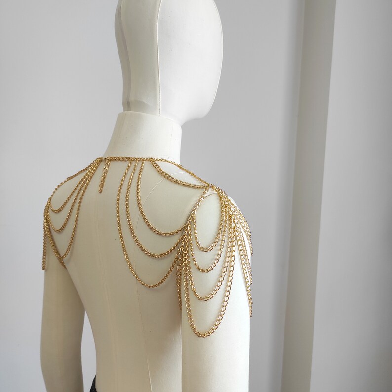Gold Shoulder Chain Shoulder Necklace Rave Outfit Festival | Etsy