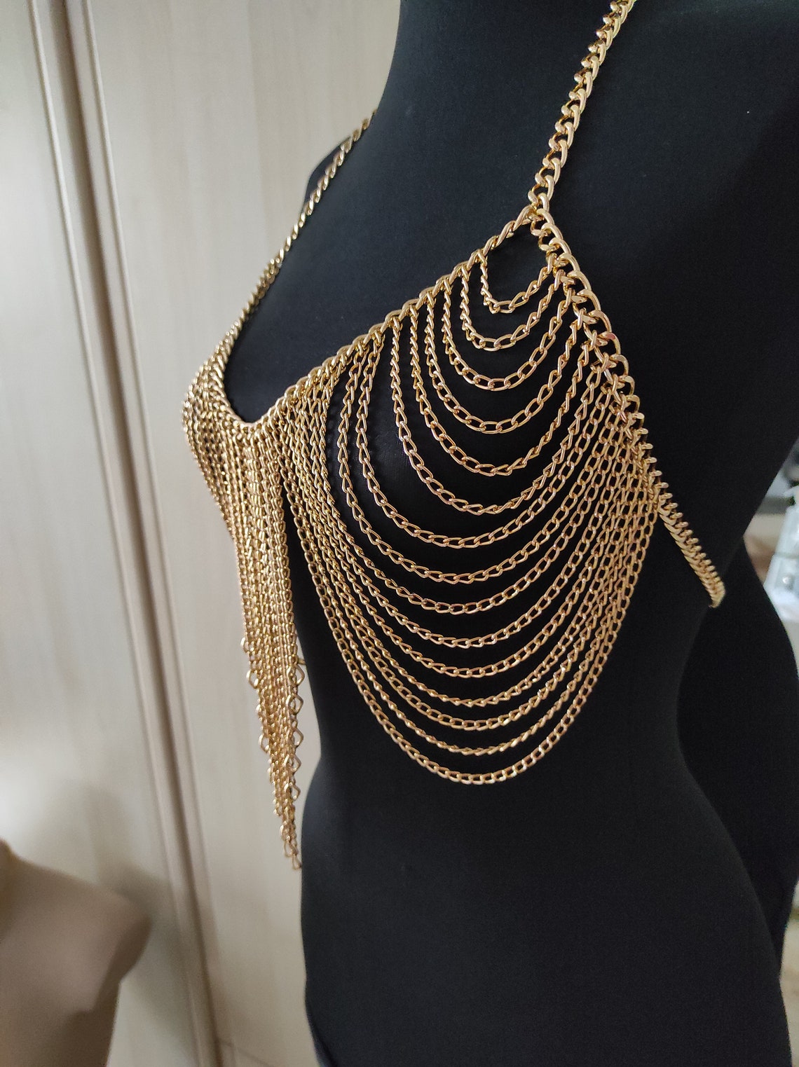 Bra Chain Body Chain Black Festival Jewelry sexy Dancer | Etsy Australia