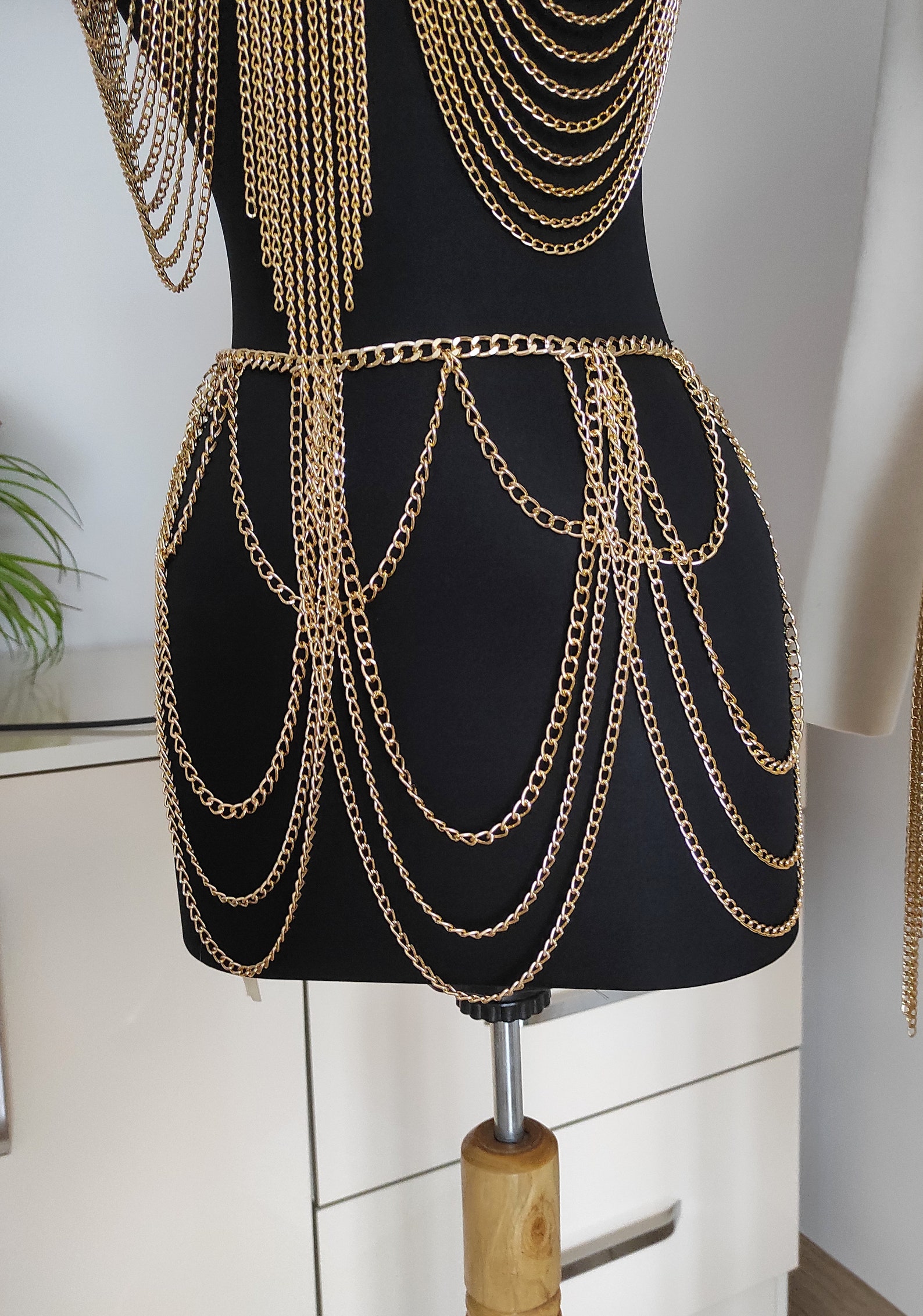 Gold Chain Skirt Chain Dress Mini Club Skirt Festival | Etsy