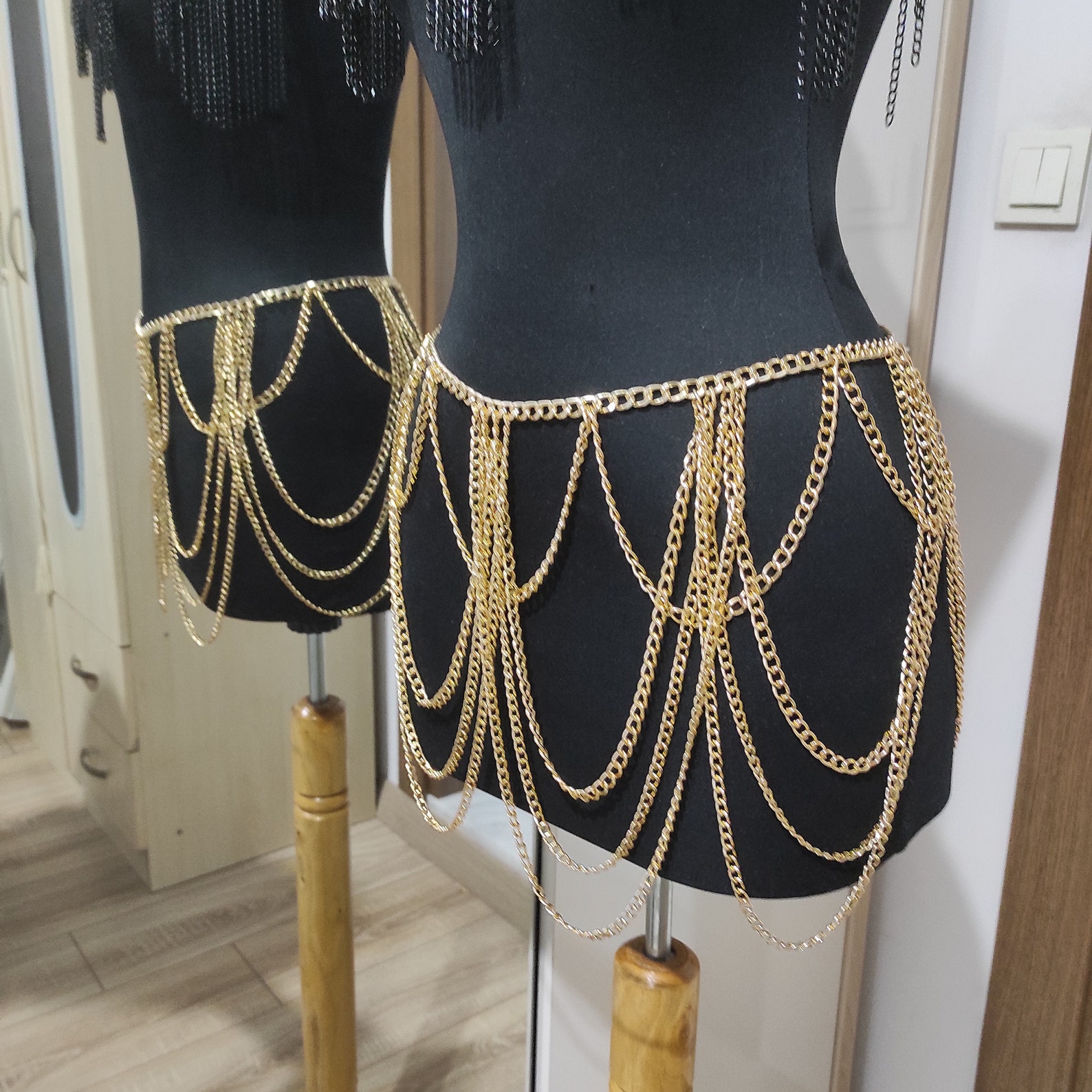 Gold Chain Skirt Chain Dress Mini Club Skirt Festival - Etsy