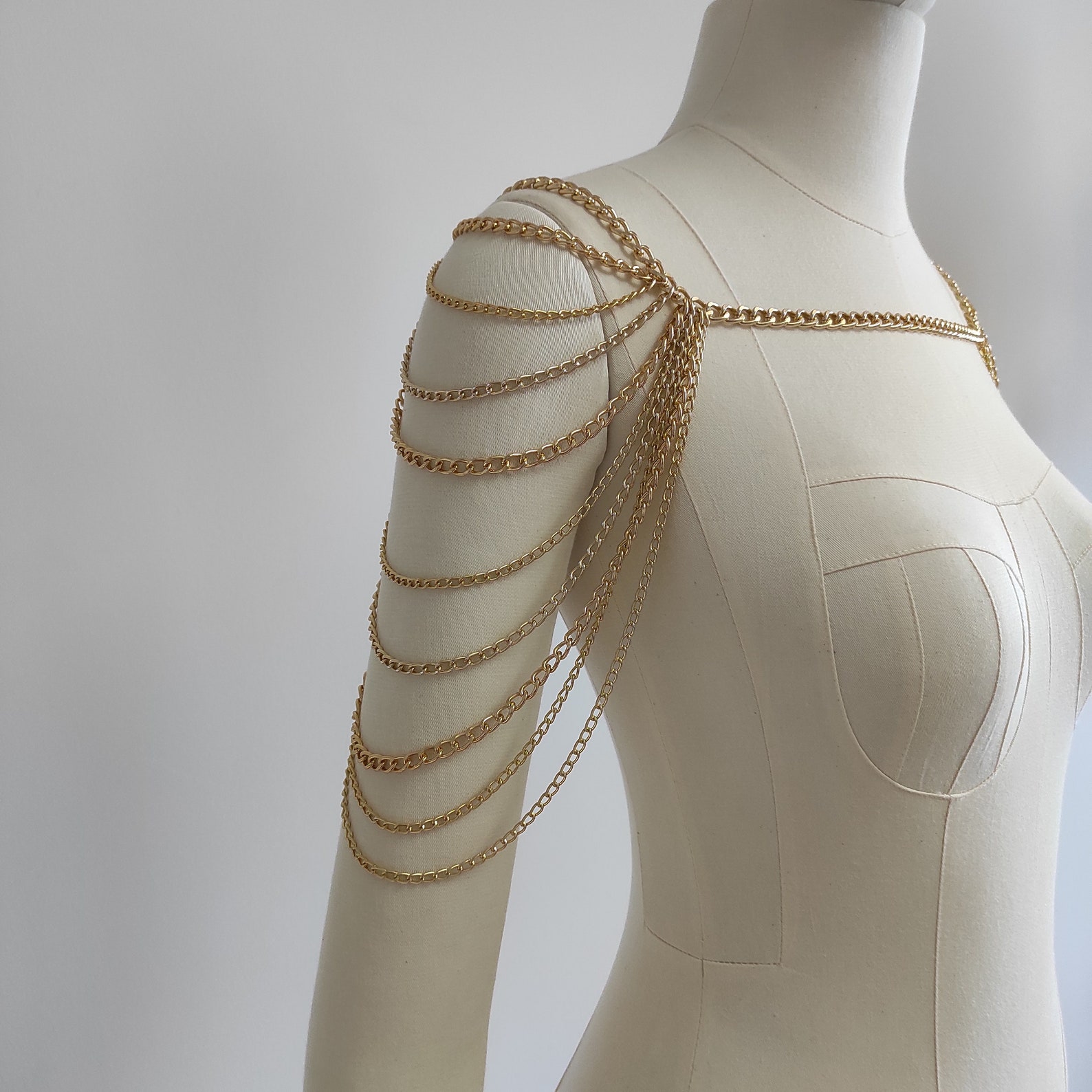 Gold Shoulder Chain, Shoulder Necklace, Rave Outfit, Festival Jewelry ...