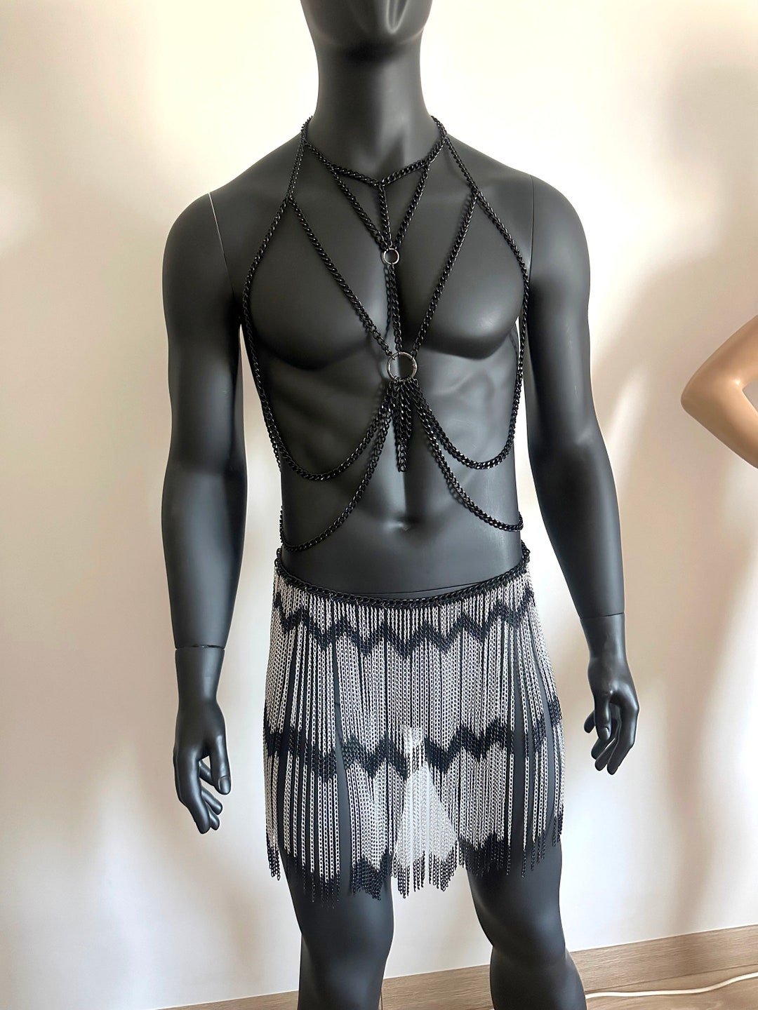 Men Women Festival Skirt Chain Set, Festival Body Jewelry, Chevron Body ...