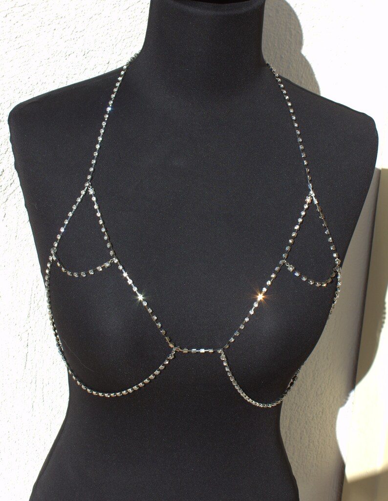 Bra Rhinestone Bralette Body Chain Sexy Diamond Bikini Etsy