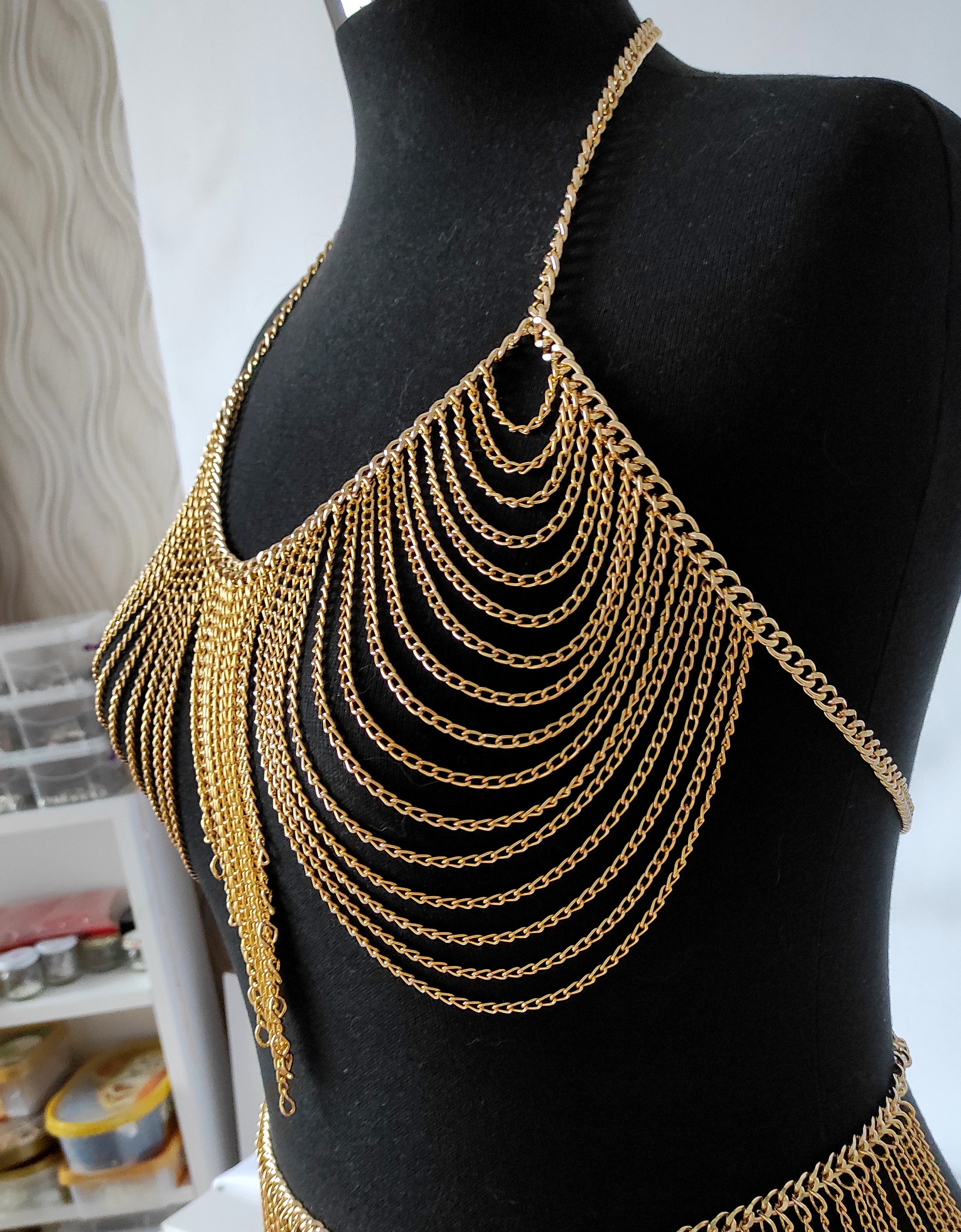 Bra Chain Body Chain Black Festival Jewelry sexy Dancer - Etsy Australia