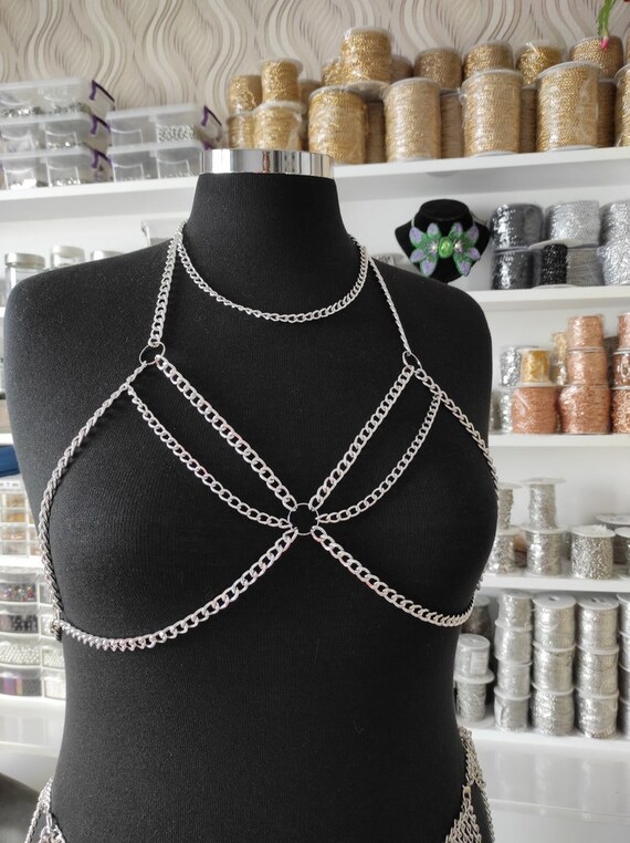 Gold Bra Bra Top Body Chain Body Jewelry Rave Outfit | Etsy