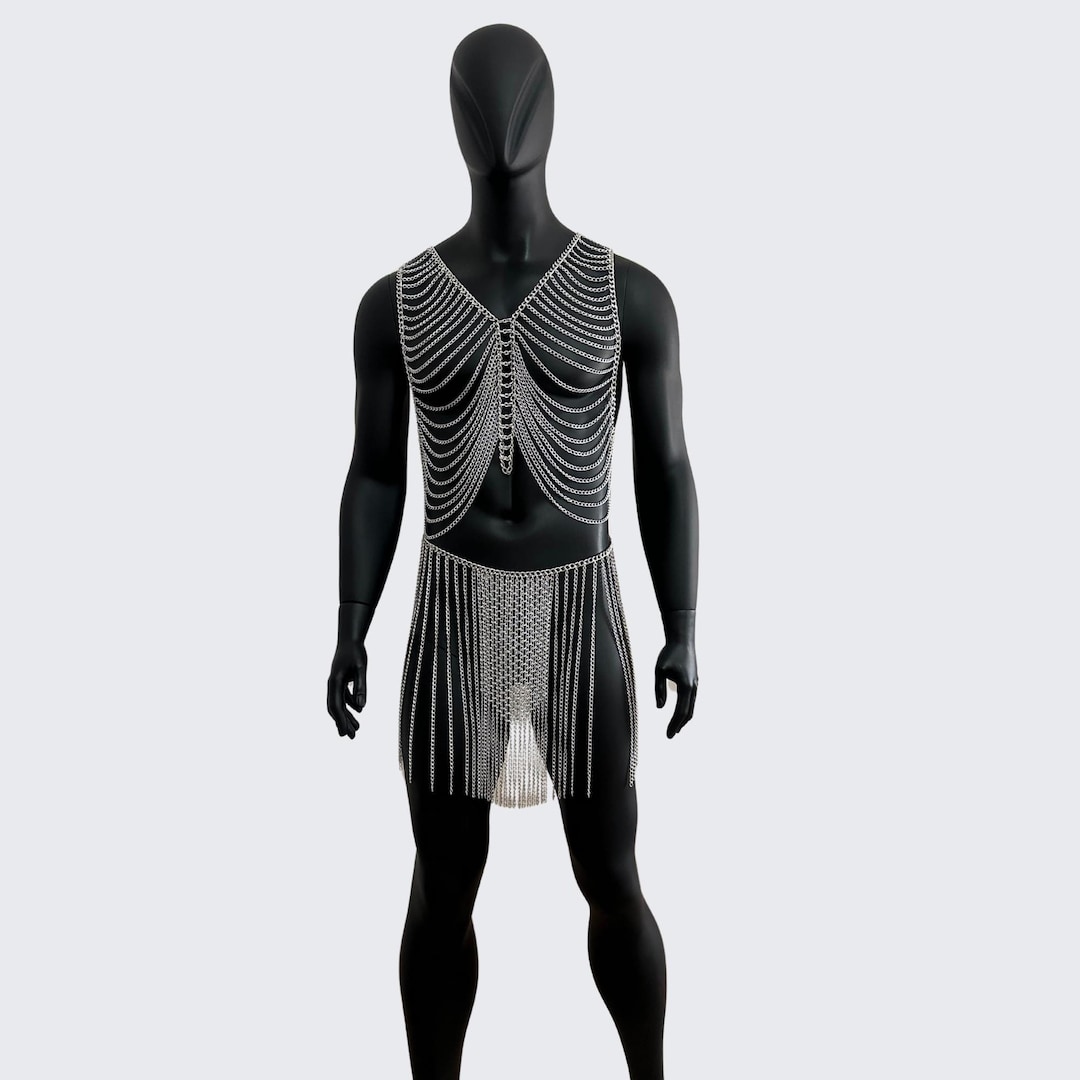 Chain Dress, Men Festival Costume, Halloween, Cuban Body Chain Set ...