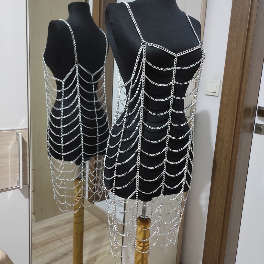 Dress Chain, Silver/gold Festival Jewelry, Body Chain, Dancer Costume ...