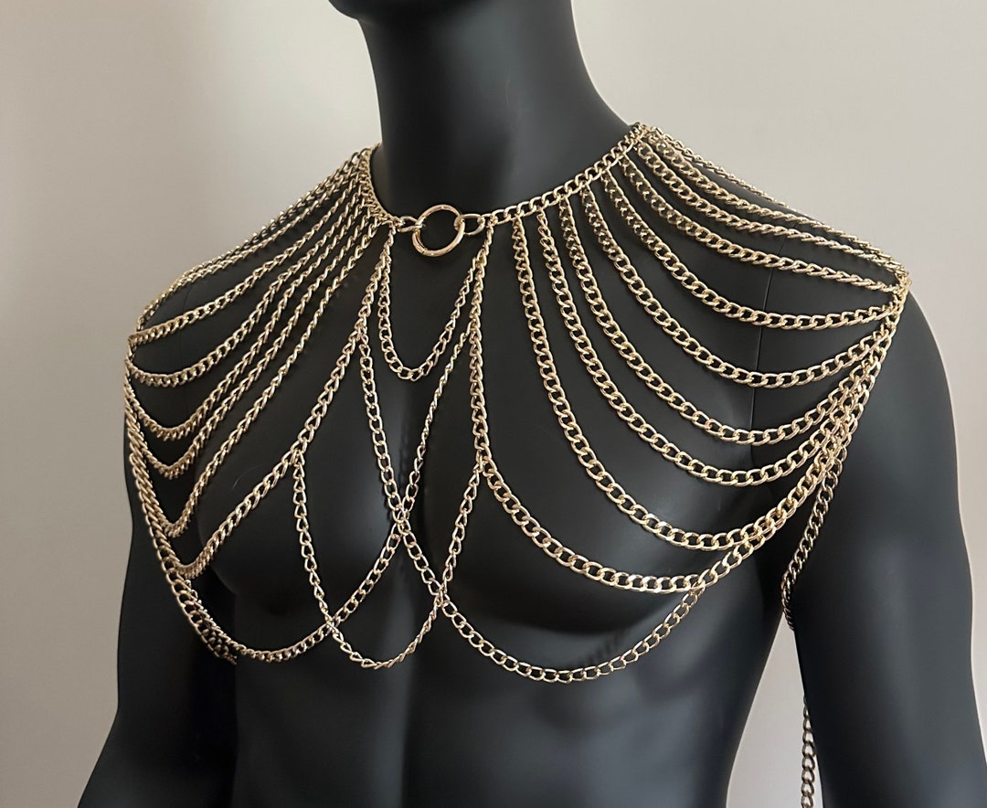 Men Harness Shoulder Men Body Chain Burning Man Festival Outlook Male ...